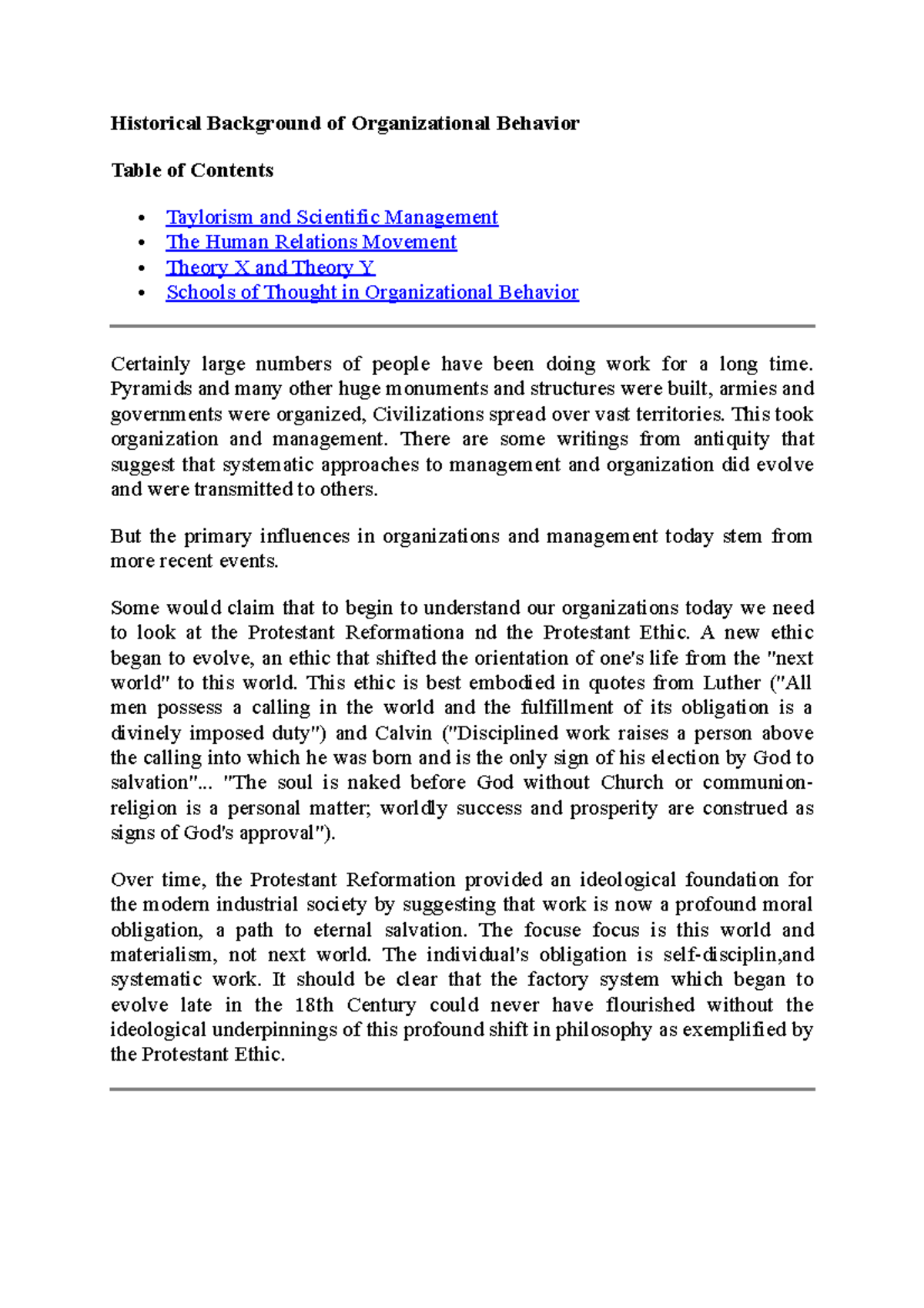 Historical Evolution of Organizational Behavior Concepts (OB 101) - Studocu