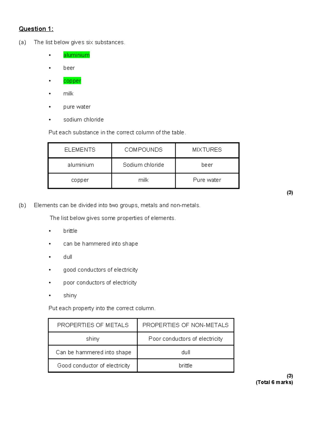Chemistry Practice Questions: Elements, Compounds, and Acids - Studocu