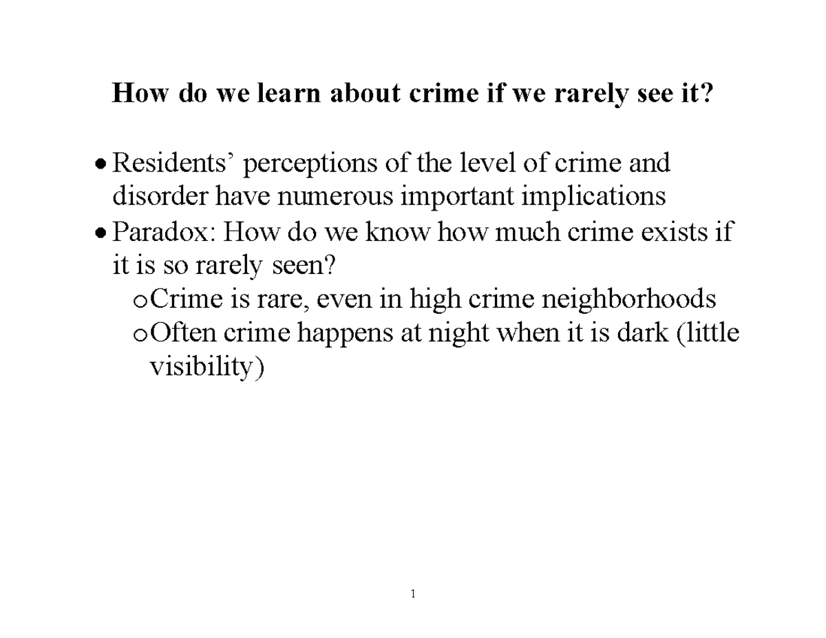 Chapter 4: Examining Neighborhood Dynamics & Crime Perception - Studocu