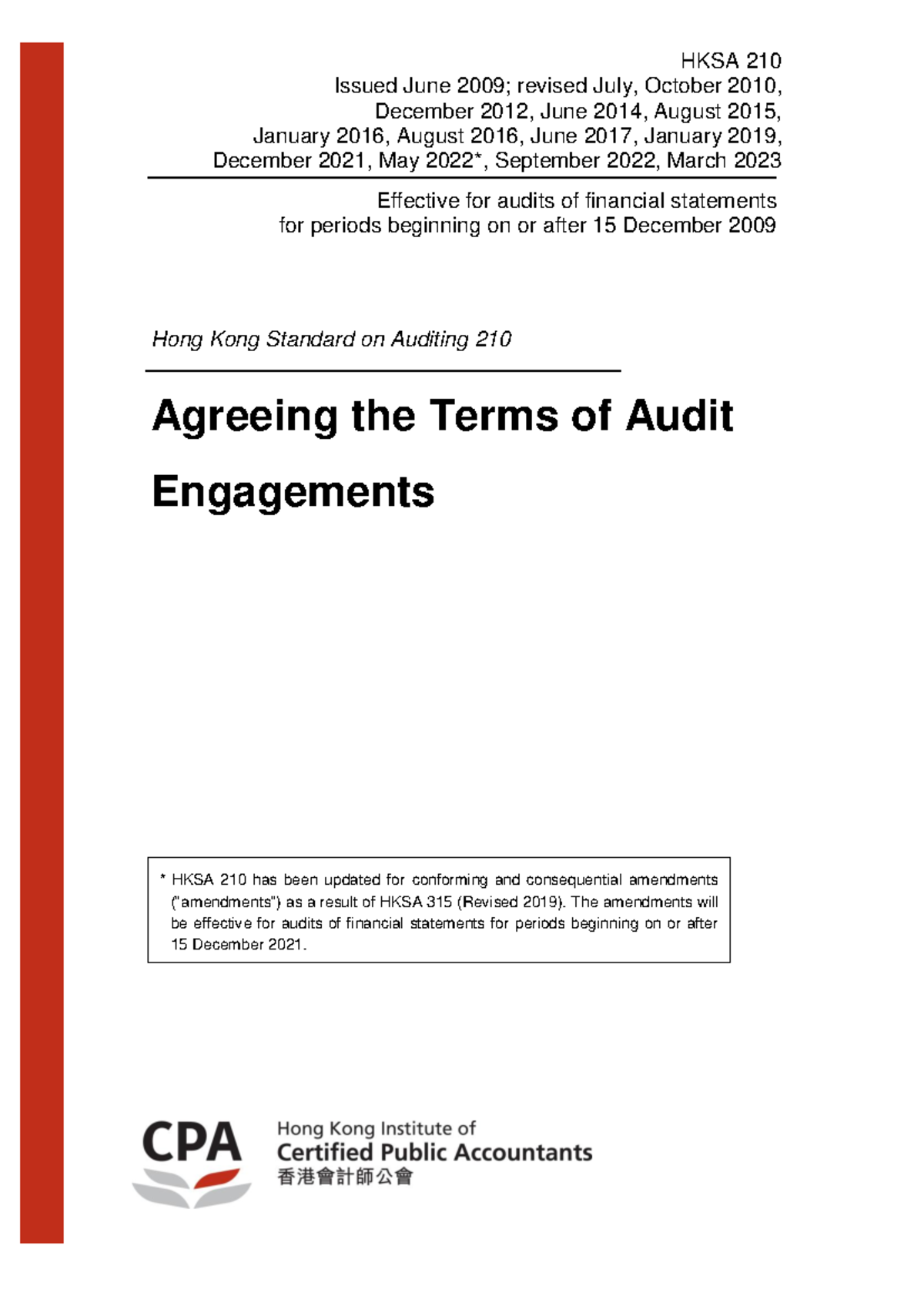 Sa21022 - HKSA 210: Terms of Audit Engagement Overview and Guidance ...