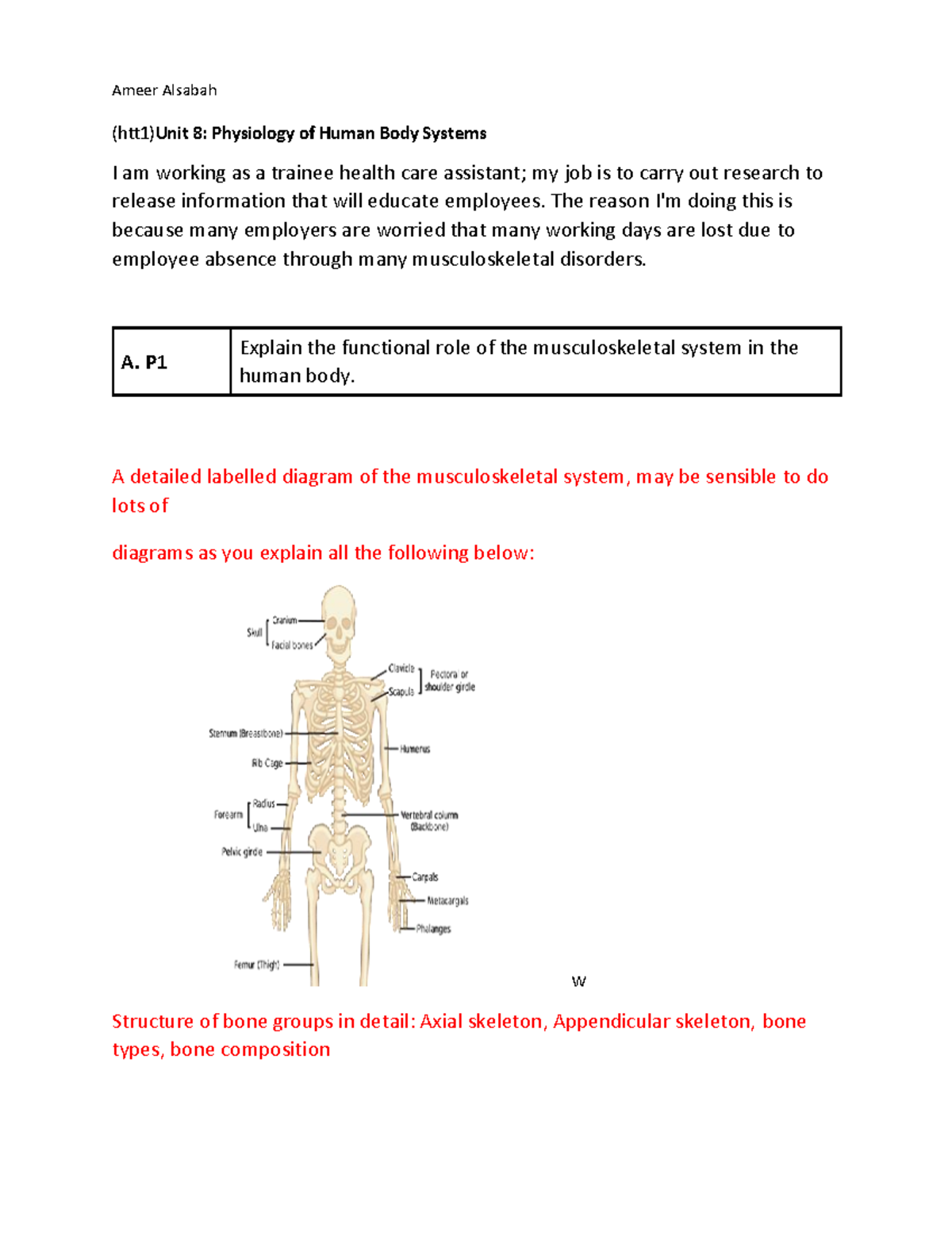 Unit 8 Final Resubmission: Understanding Musculoskeletal Physiology ...