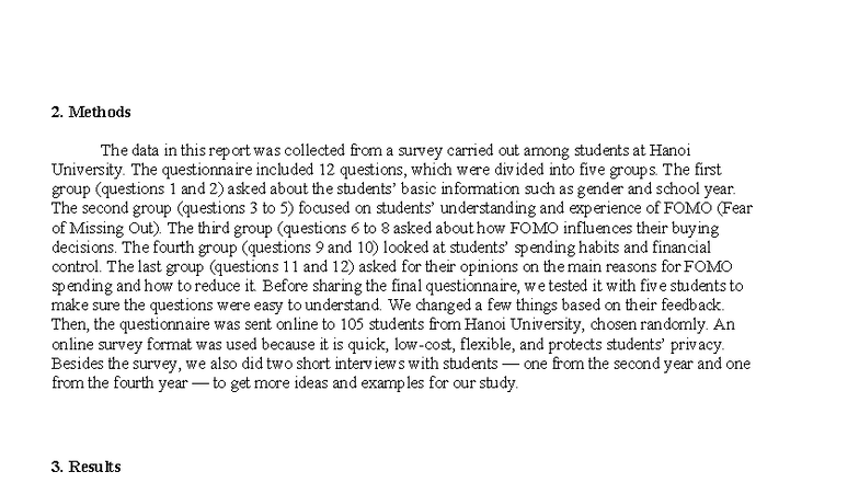 Methods and Results of FOMO Study Among HANU Students - Studocu