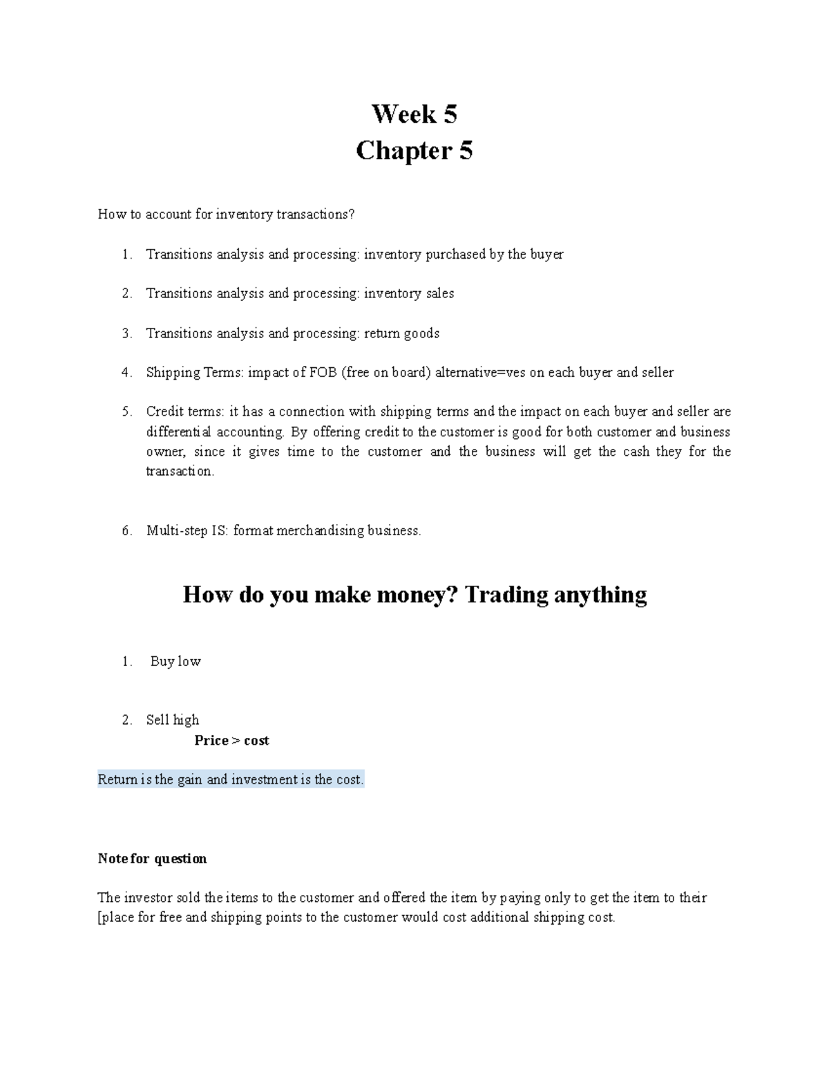 ACC 100 week 5 - Course lecture - Week 5 Chapter 5 How to account for ...