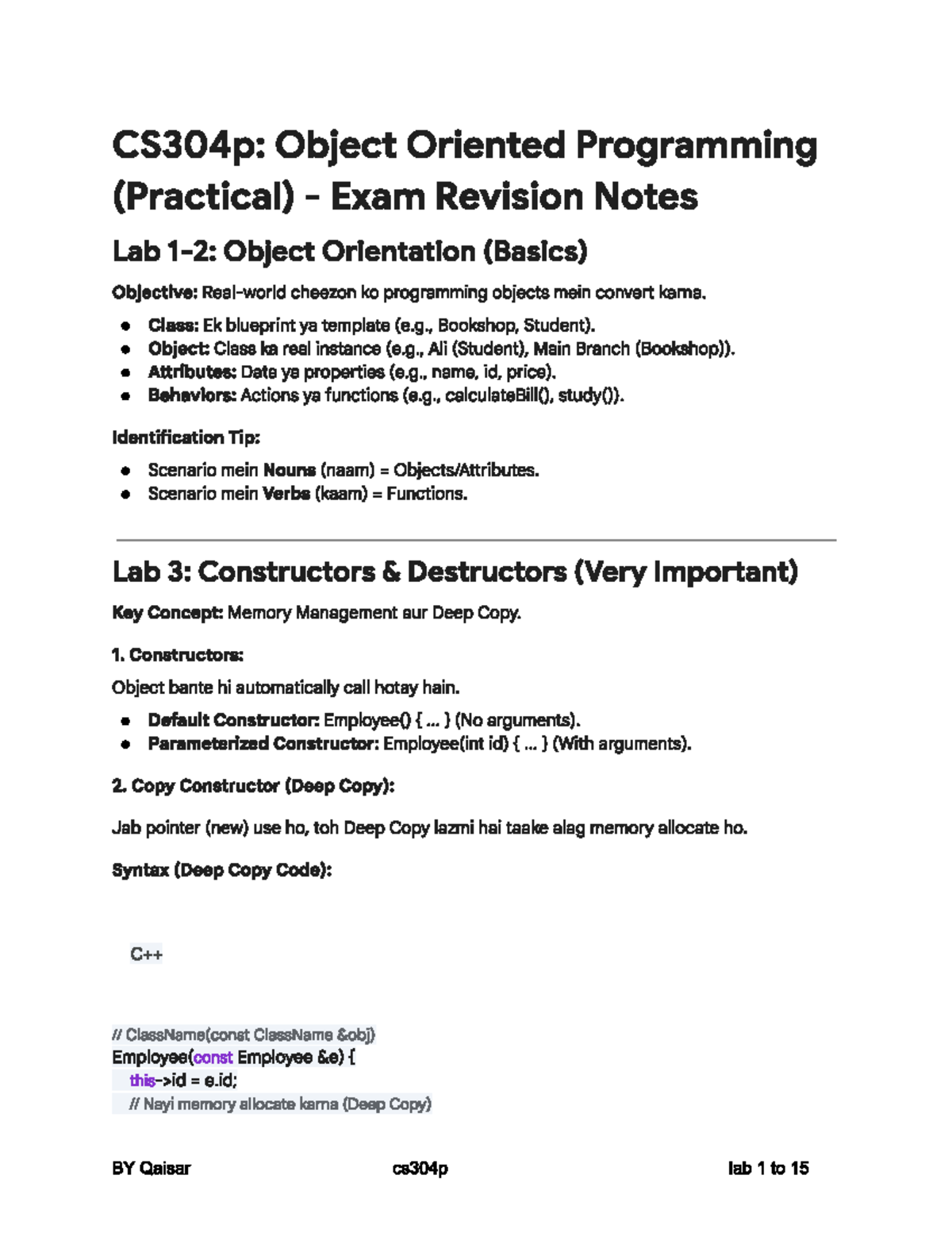 Cs304p Object Oriented Programming Practical Exam Revision Notes Studocu
