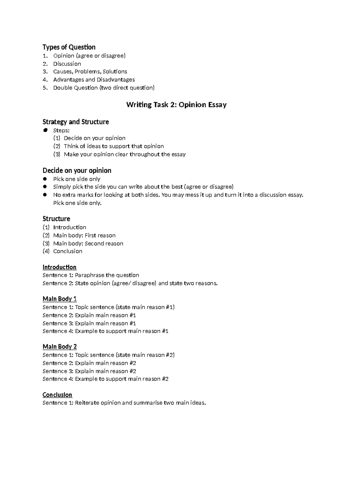 IELTS Writing Task 2 - Types of Question Opinion (agree or disagree ...