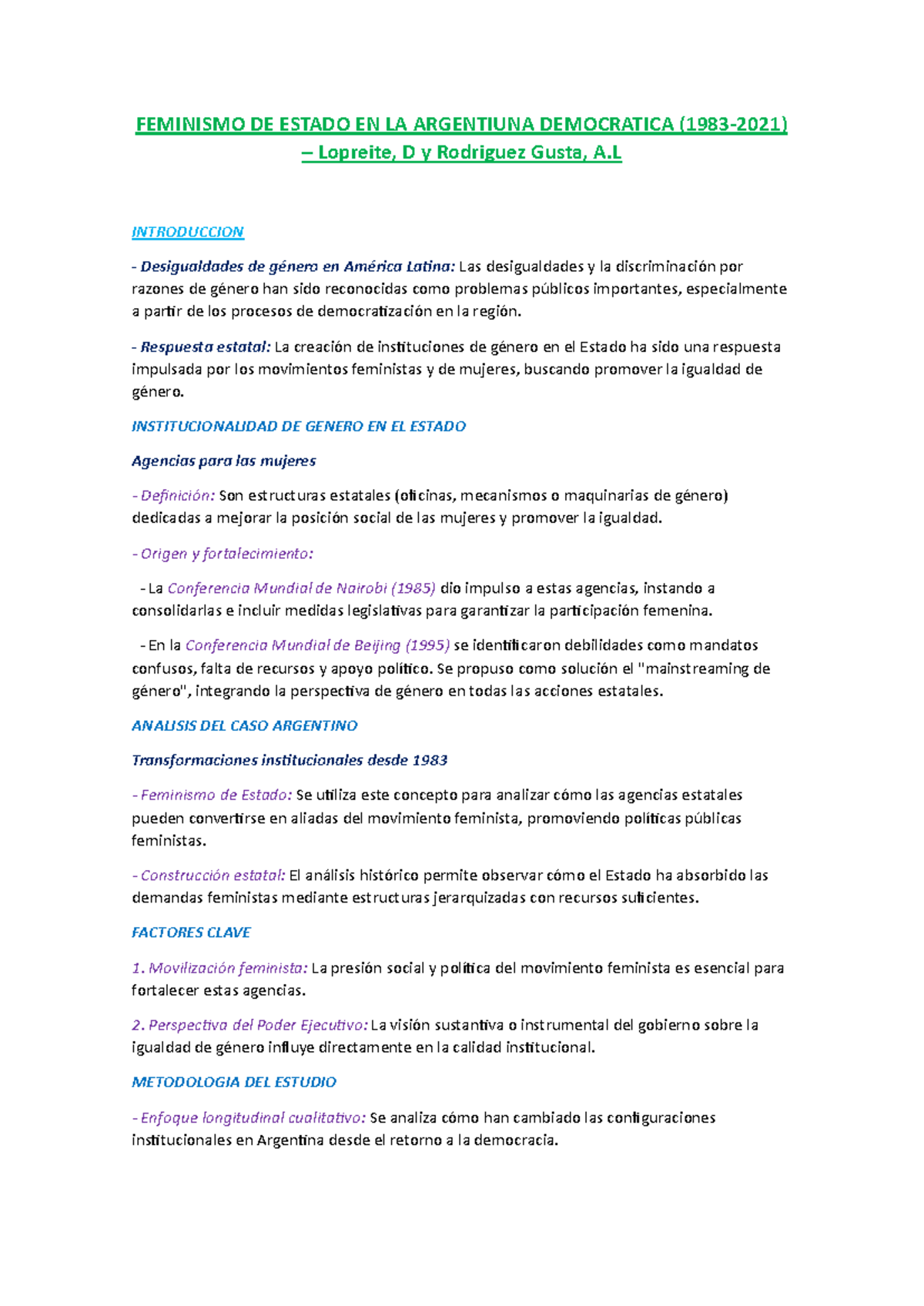 Feminismo de Estado en la Argentina Democrática (1983-2021) - CP Ubaxxi ...