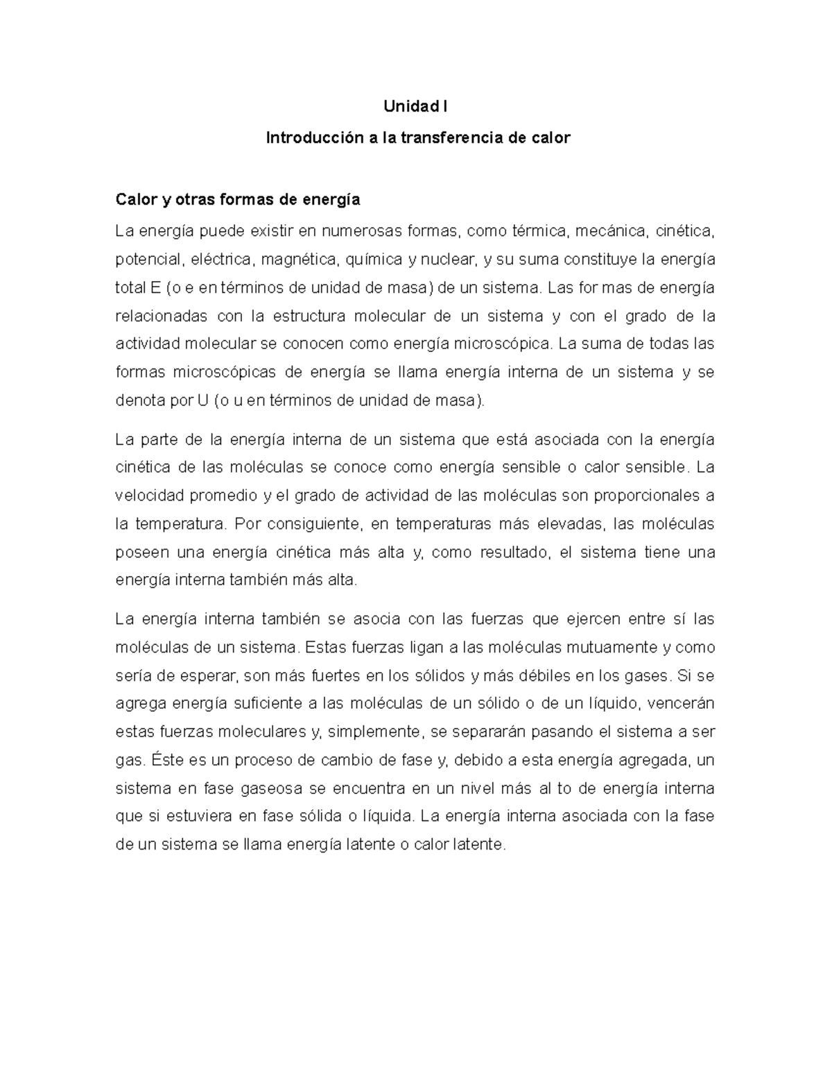 Unidad I-Introducción a la transferencia de calor - Las for mas de ...