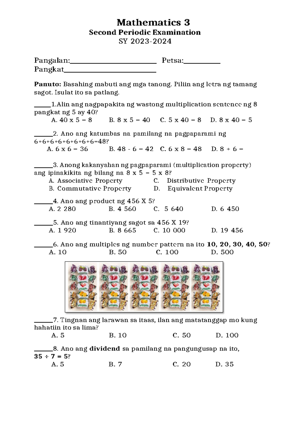 Mathematics 3: Second Periodic Exam Review SY 2023 - Studocu