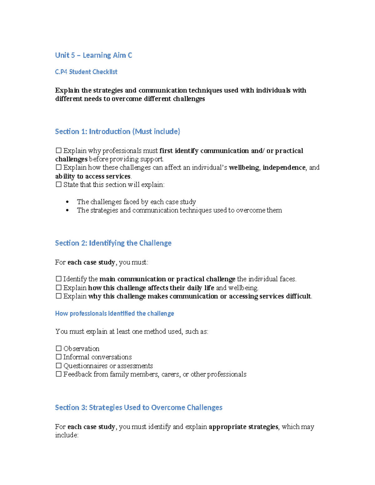 Unit 5 C.P4 Final Checklist: Strategies for Overcoming Communication ...
