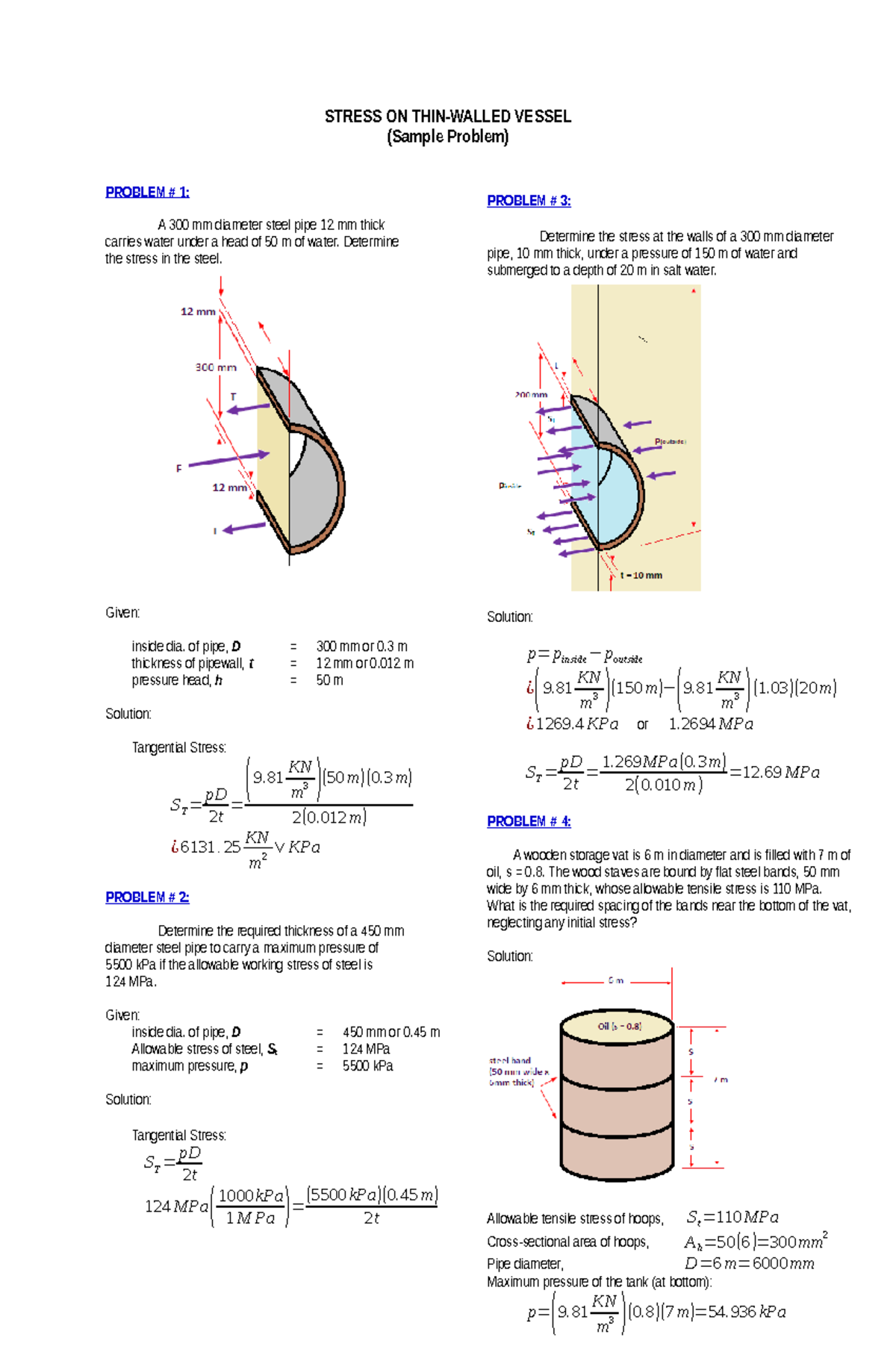 Thin Wall Stress Analysis - Examples (ENGR 101) - Studocu