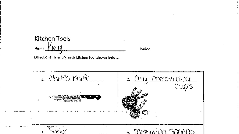 Kitchen Tools Identification Guide X919 - Studocu