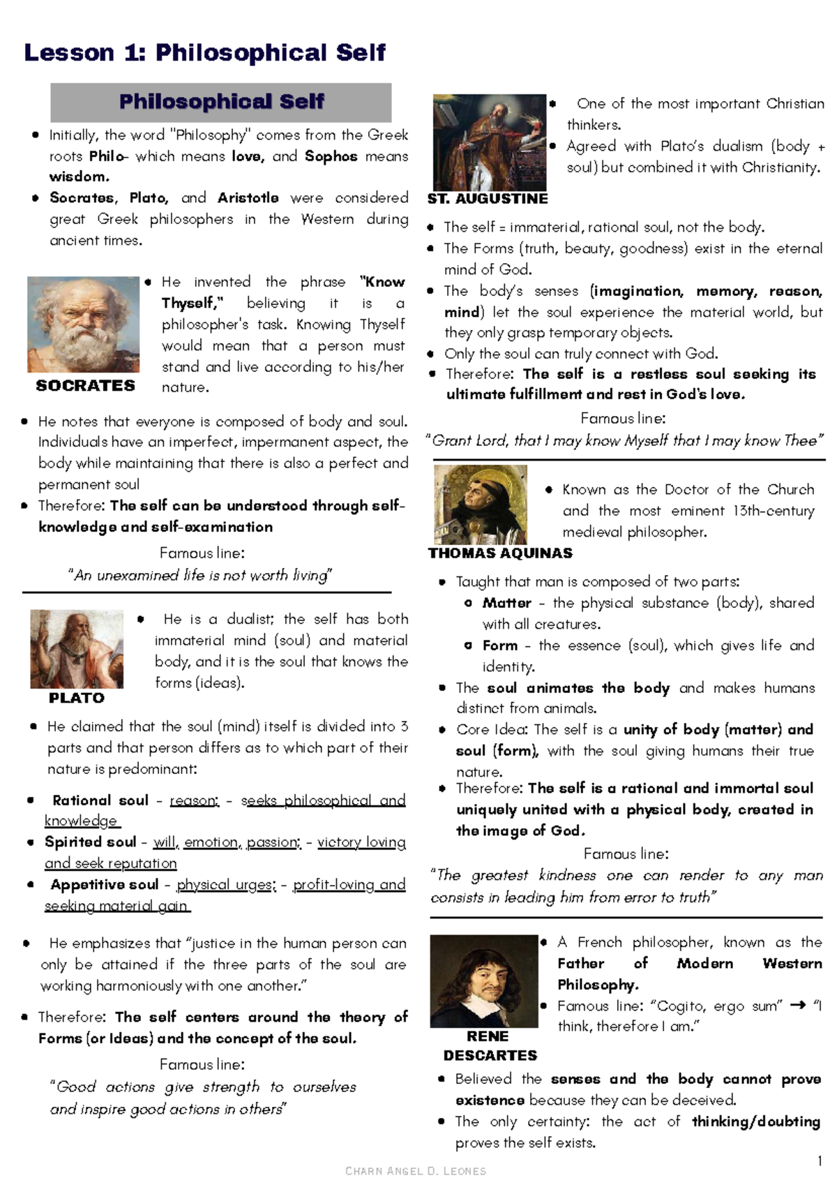 UTS Study Guide: Lesson 1 - Philosophical Self Insights - Studocu