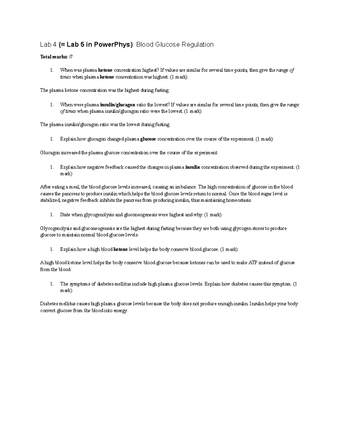 Powerphys Lab 4 - Blood Glucose Regulation - Lab 4 (= Lab 5 in ...