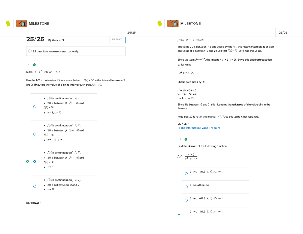 Pre-Calculus MTH101 - Final Milestone Test Review - Studocu