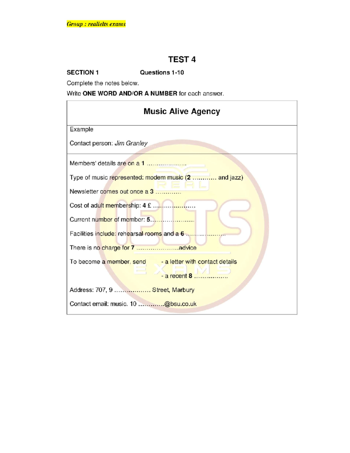 REAL IELTS Exams: Test 4 - Reading & Listening Guide - Studocu