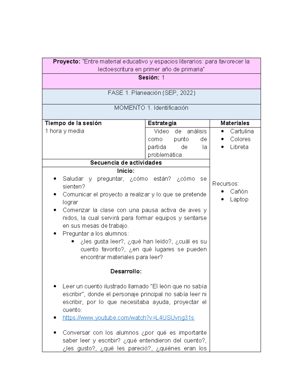 Proyecto SEP 2022: Material Educativo para Lectoescritura en 1er Año ...