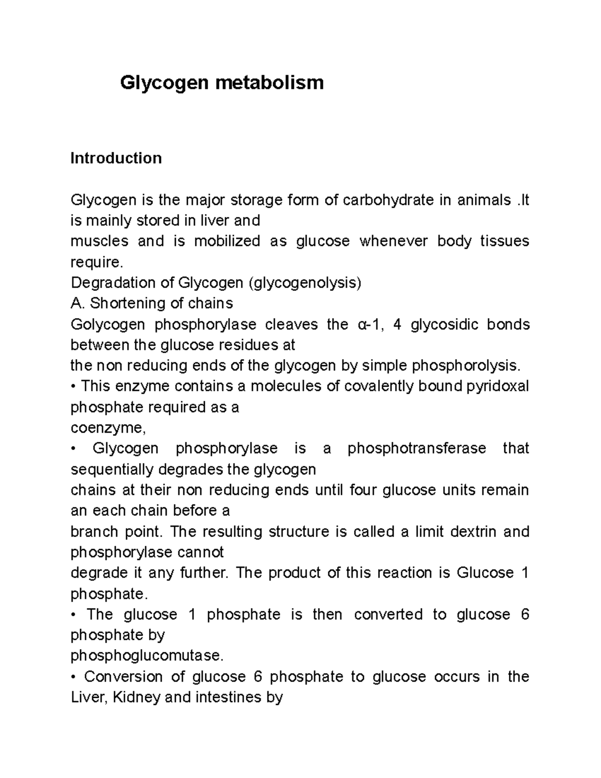 Glycogen Metabolism: Key Processes and Pathways (Biochemistry) - Studocu