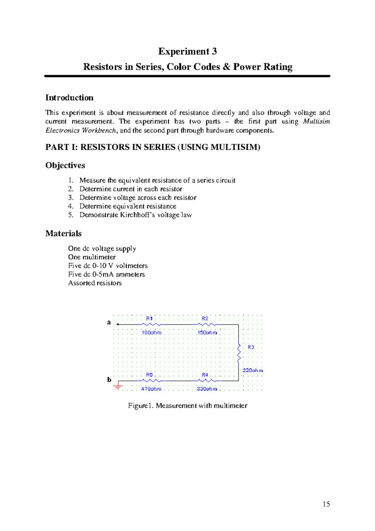 EE201 Experiment 03 - Resistors in Series & Color Codes Analysis - Studocu