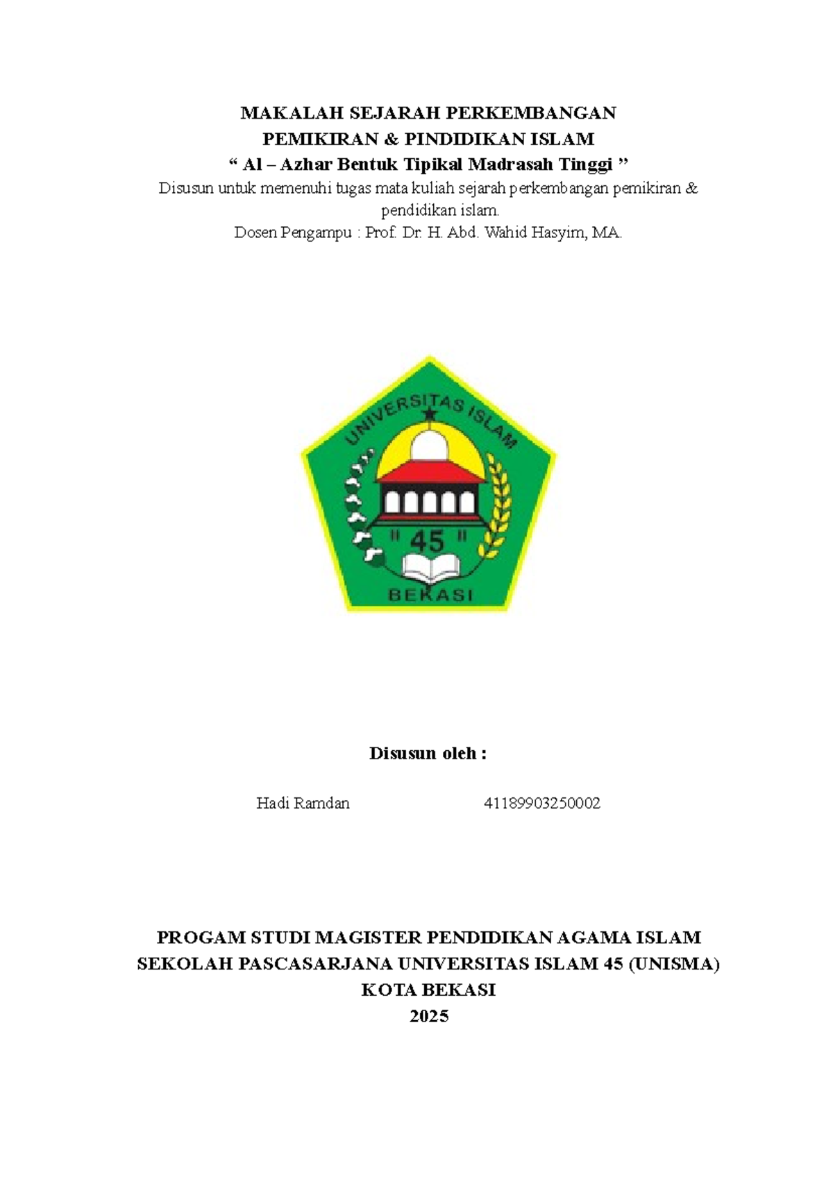 Makalah SPPP 2025: Sejarah Perkembangan Pemikiran Pendidikan Islam ...