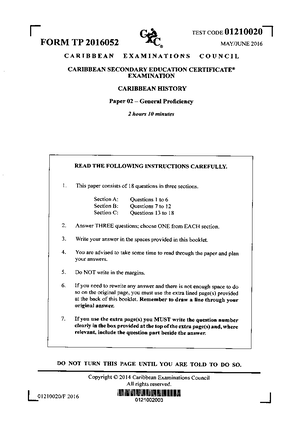 CSEC POA January 2019 Paper 2 Exam - ‘‘’’Barcode Area”” C A R I B B E A ...