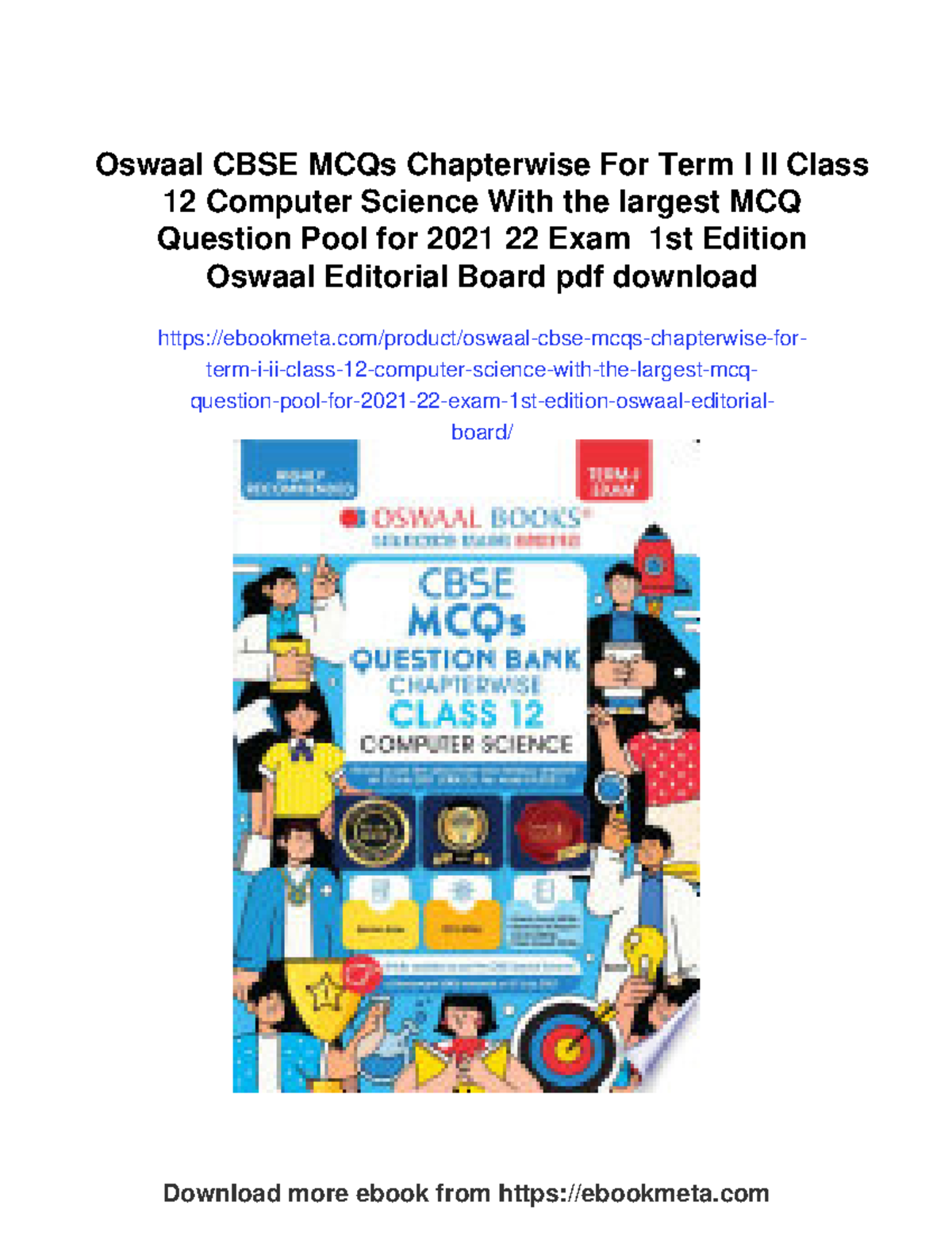 Oswaal CBSE MCQs Chapterwise for Term I & II Class 12 Computer Science ...