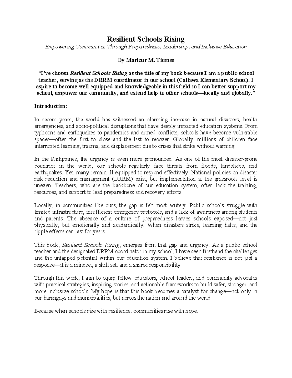 Resilient Schools Rising: Empowering Communities Through DRRM and ...