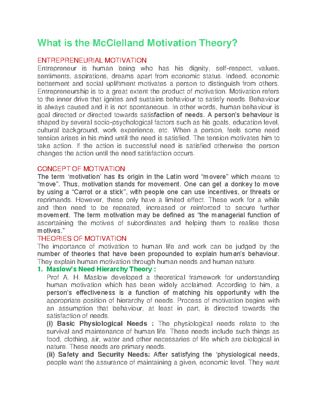 Entrepreneurial Motivation Theory: Insights from McClelland's Model ...