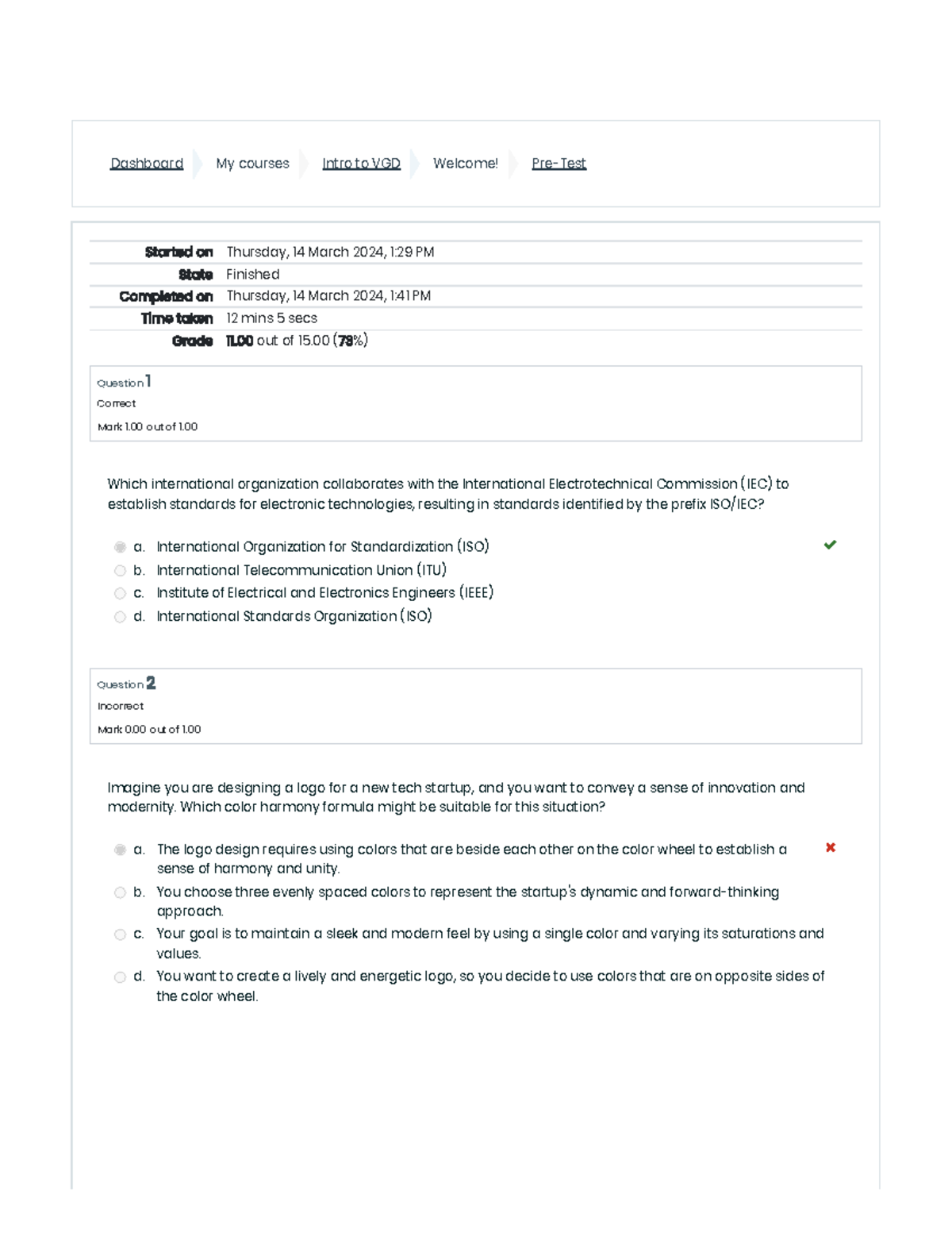 Pre-Test Insights for Introduction to VGD: Graphic Design Basics - Studocu