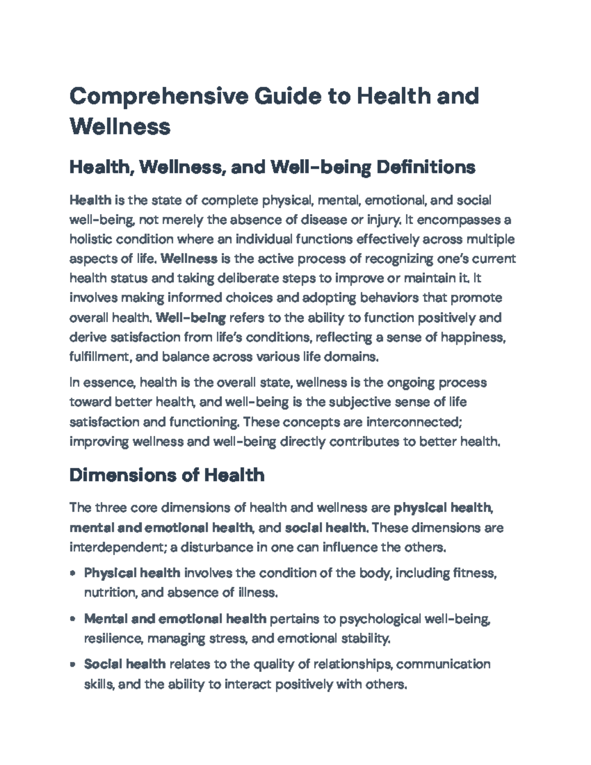 Comprehensive Guide to Health & Wellness: Key Concepts and Factors ...