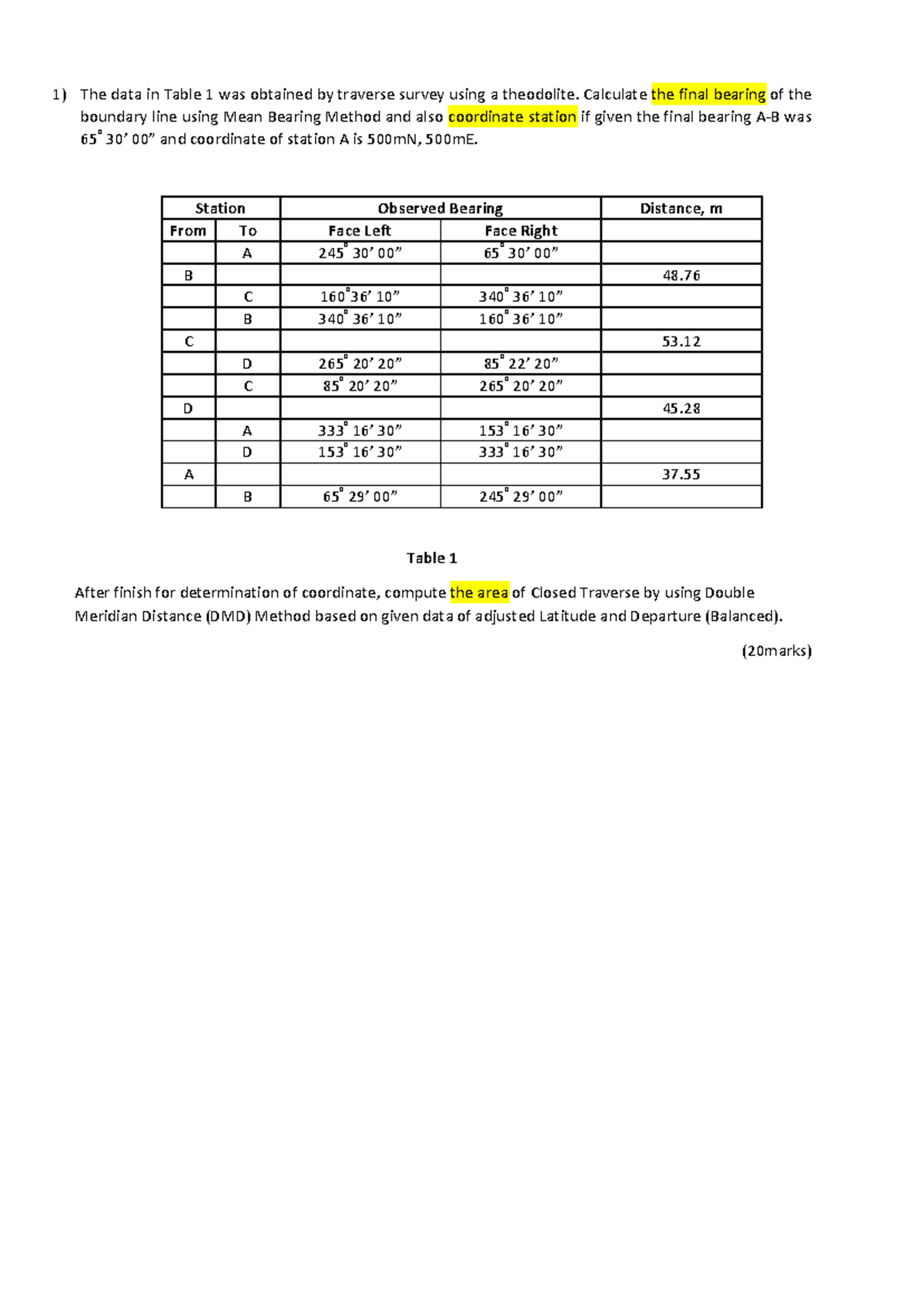 Tutorial chapter 4 part3 Traverse - highway engineering - UiTM - Studocu