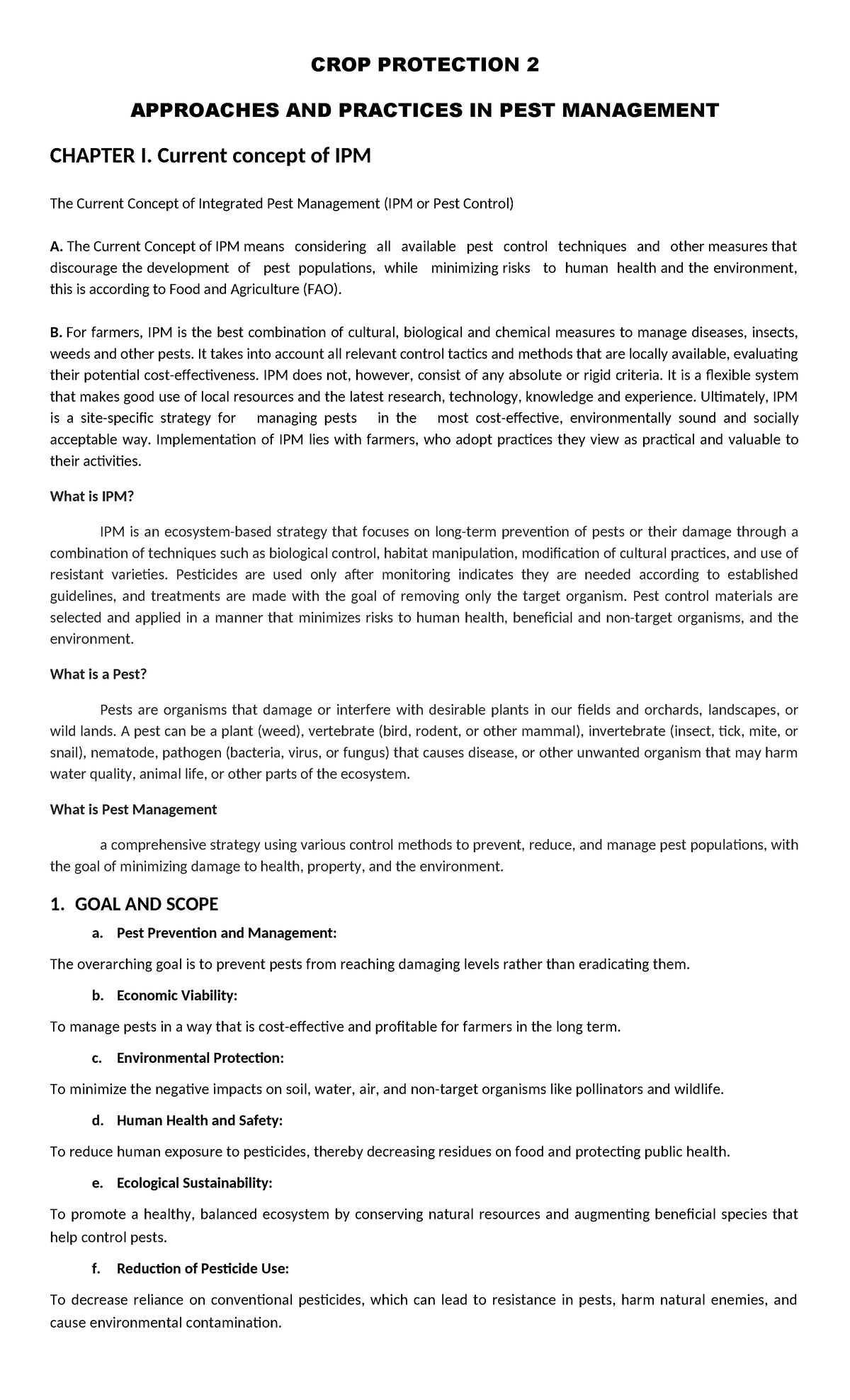 CROP PROTECTION 2: INTEGRATED PEST MANAGEMENT STRATEGIES AND CONCEPTS ...