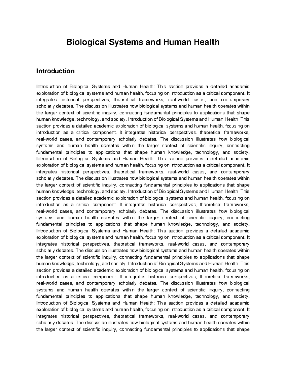 Introduction to Biological Systems and Human Health: Key Concepts - Studocu