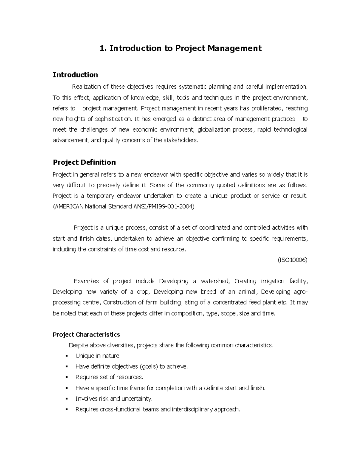 Project Management Text - 1. Introduction to Project Management ...