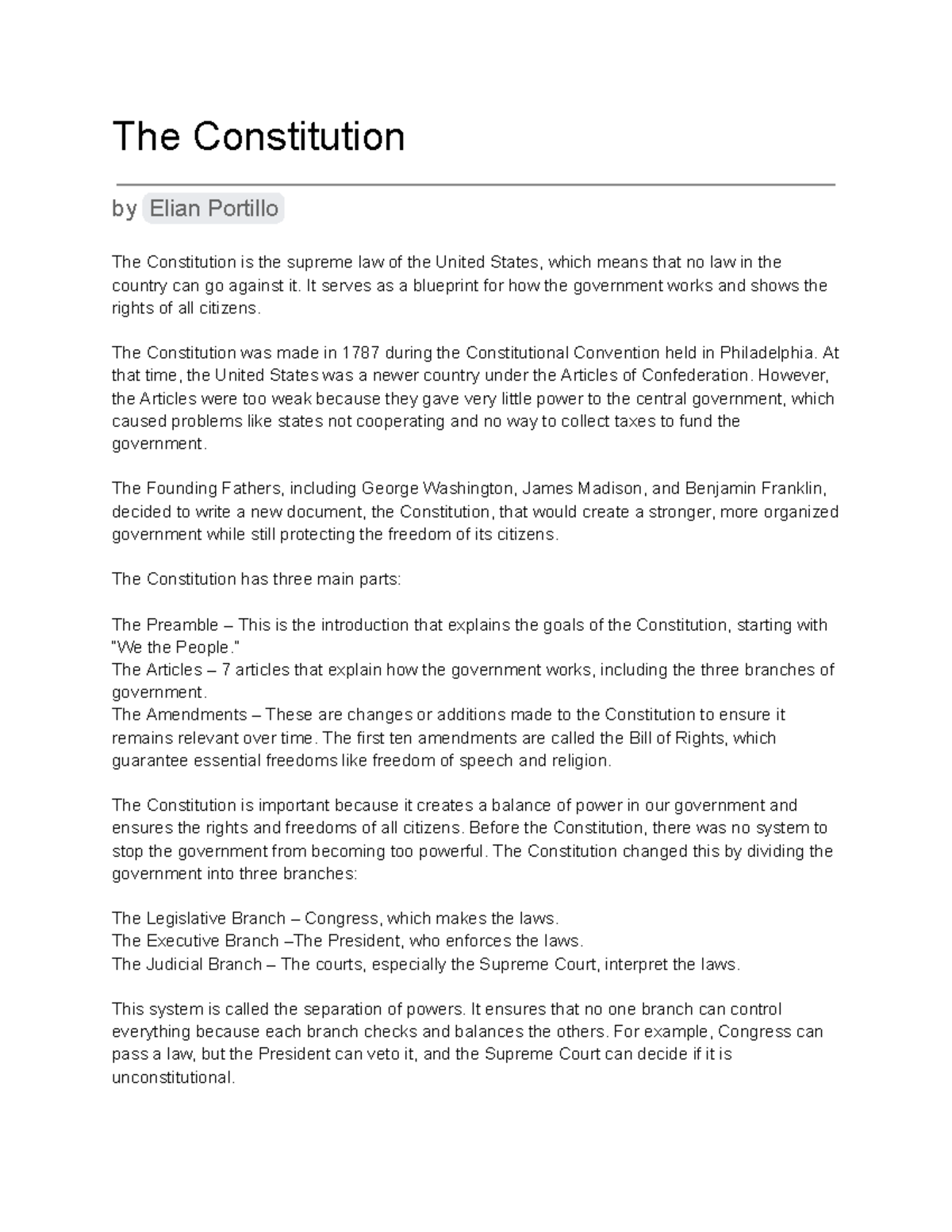 The Constitution - It serves as a blueprint for how the government ...