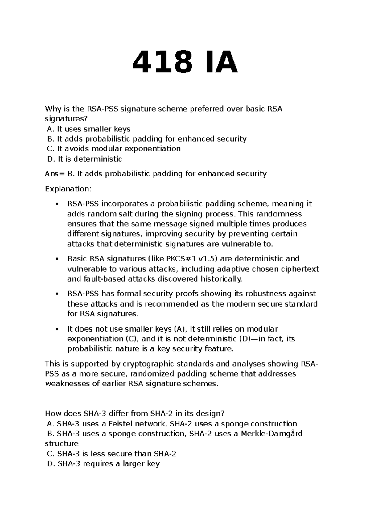 418 IA - Key Concepts and Questions on Cryptographic Techniques - Studocu