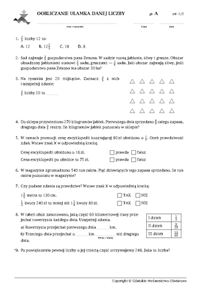 Sprawdzian Diagnozujący z Matematyki, Klasa V - Studocu