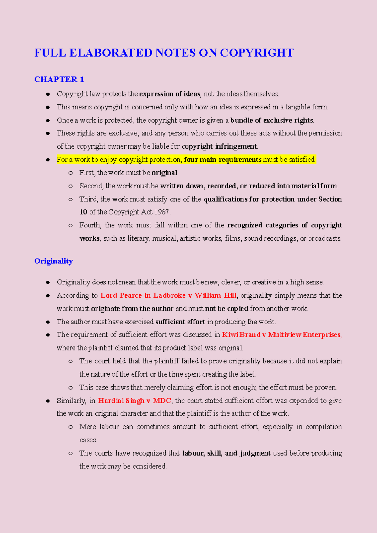 COPYRIGHT NOTES: CHAPTER 1 - OVERVIEW AND KEY PRINCIPLES - Studocu