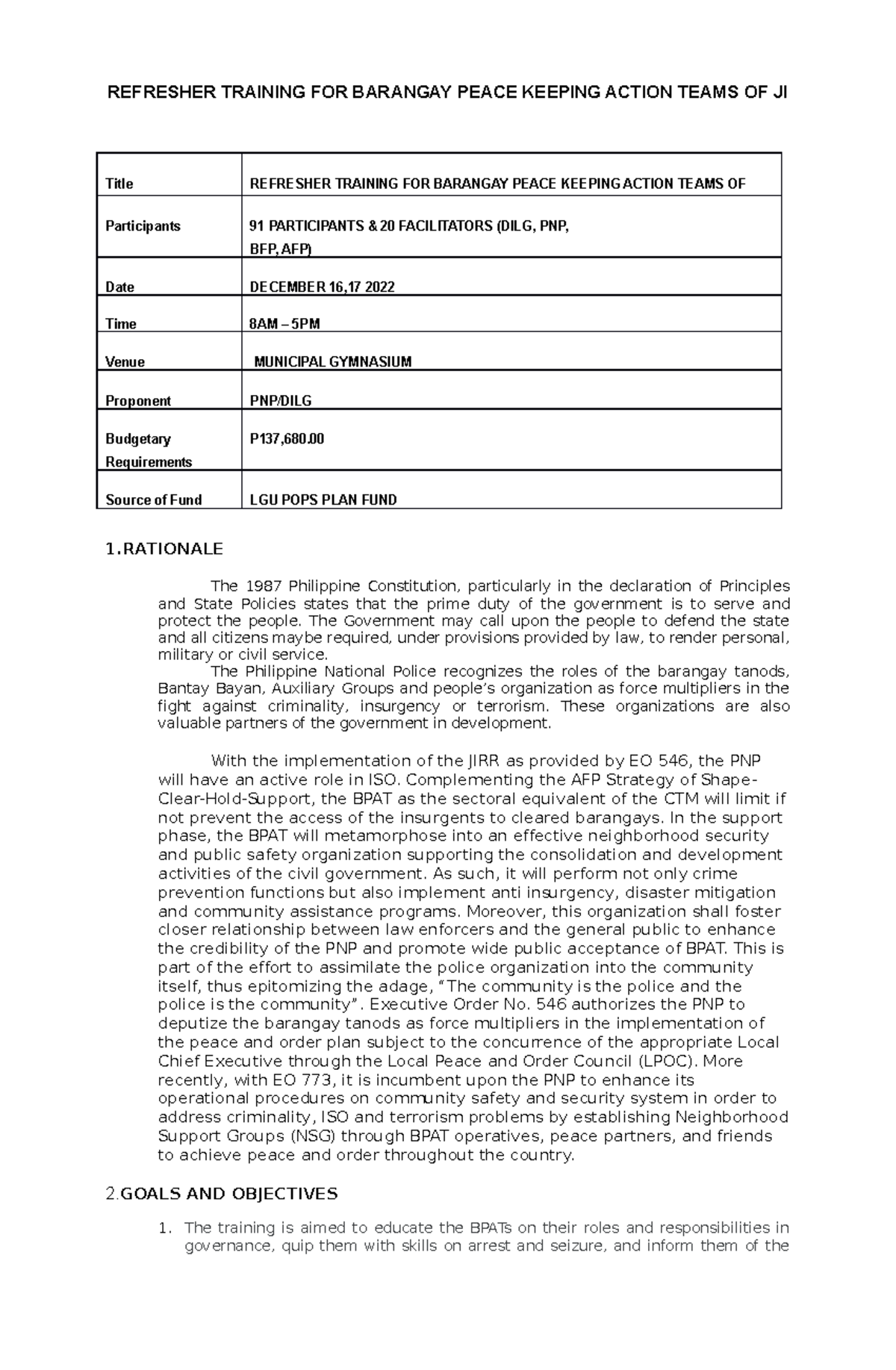 BPAT Refresher Training for Peacekeeping Teams - December 2022 - Studocu