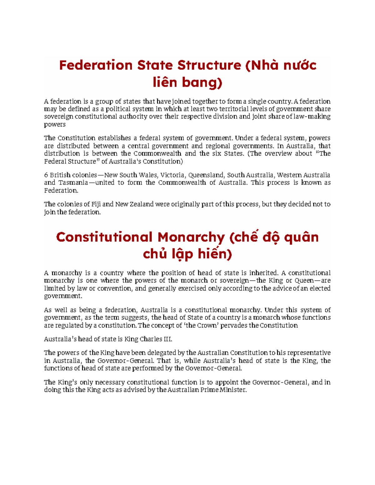 State Government Structure Australia