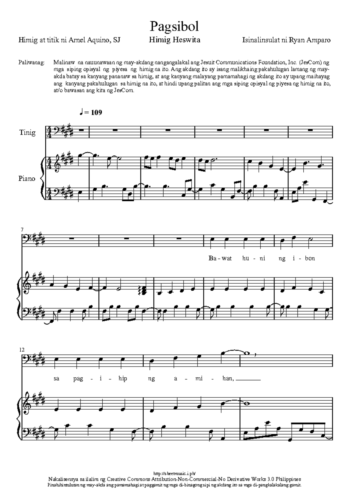 Pagsibol: Himig at Paliwanag ni Arnel Aquino, SJ (JesCom) - Studocu