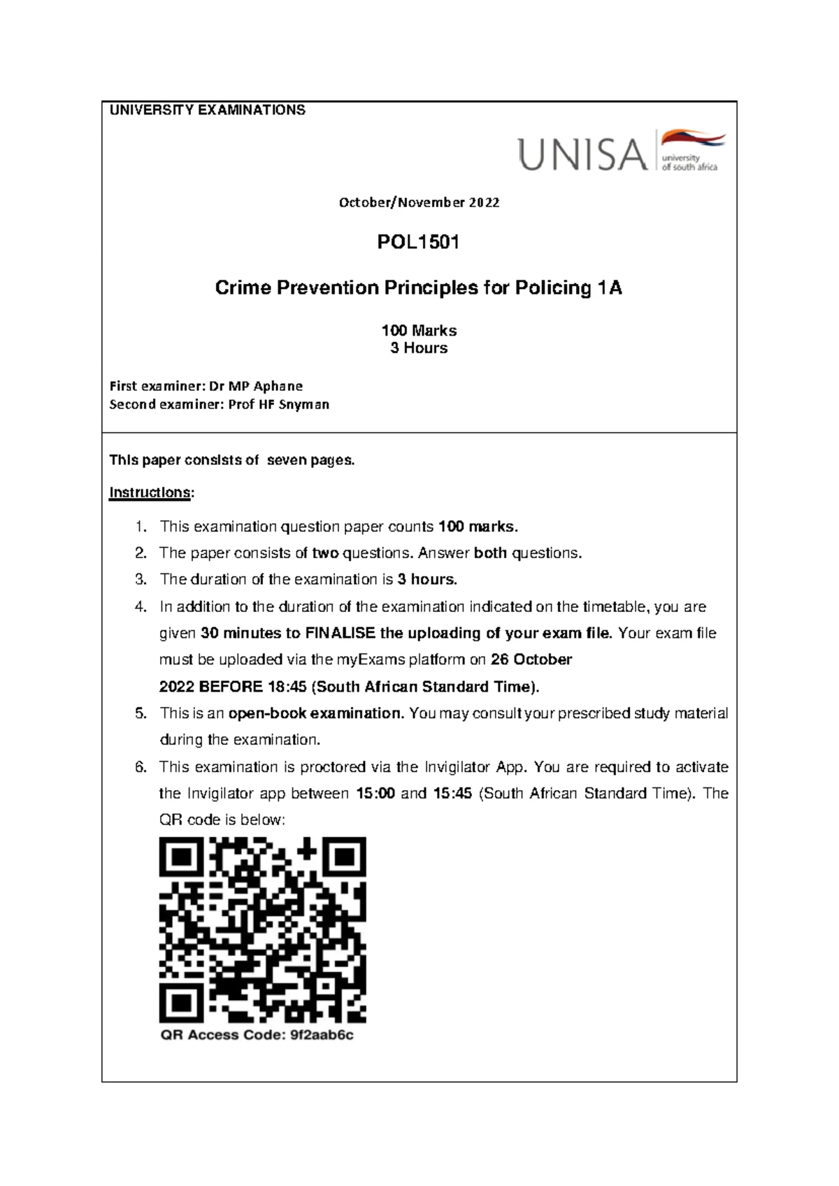 POL1501 2016 6 E 1 - previous question papers and answers - POL1501 ...