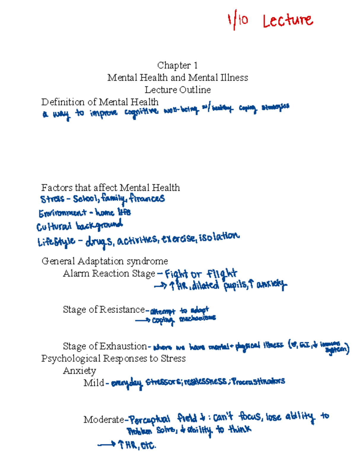 Introduction to Mental Health - Chapter 1 Mental Health and Mental ...