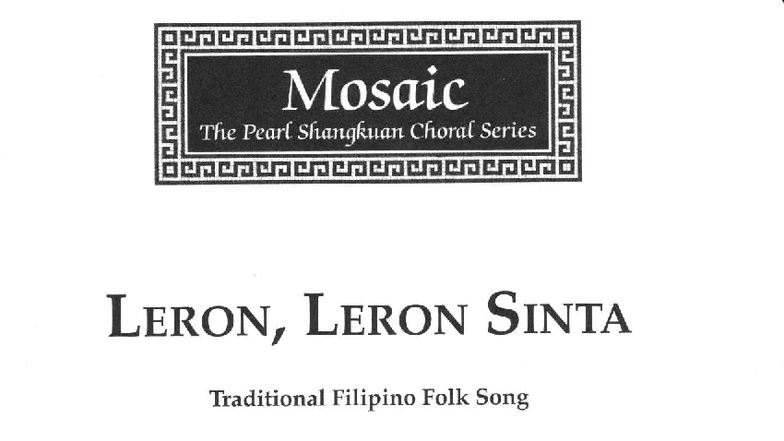 Leron-Leron-Sinta - notes - LERoN/ LERoN SmrA Traditional Filipino Folk ...