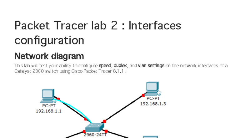 Lab 2 - Interfaces Configuration for Catalyst 2960 Switch - Studocu