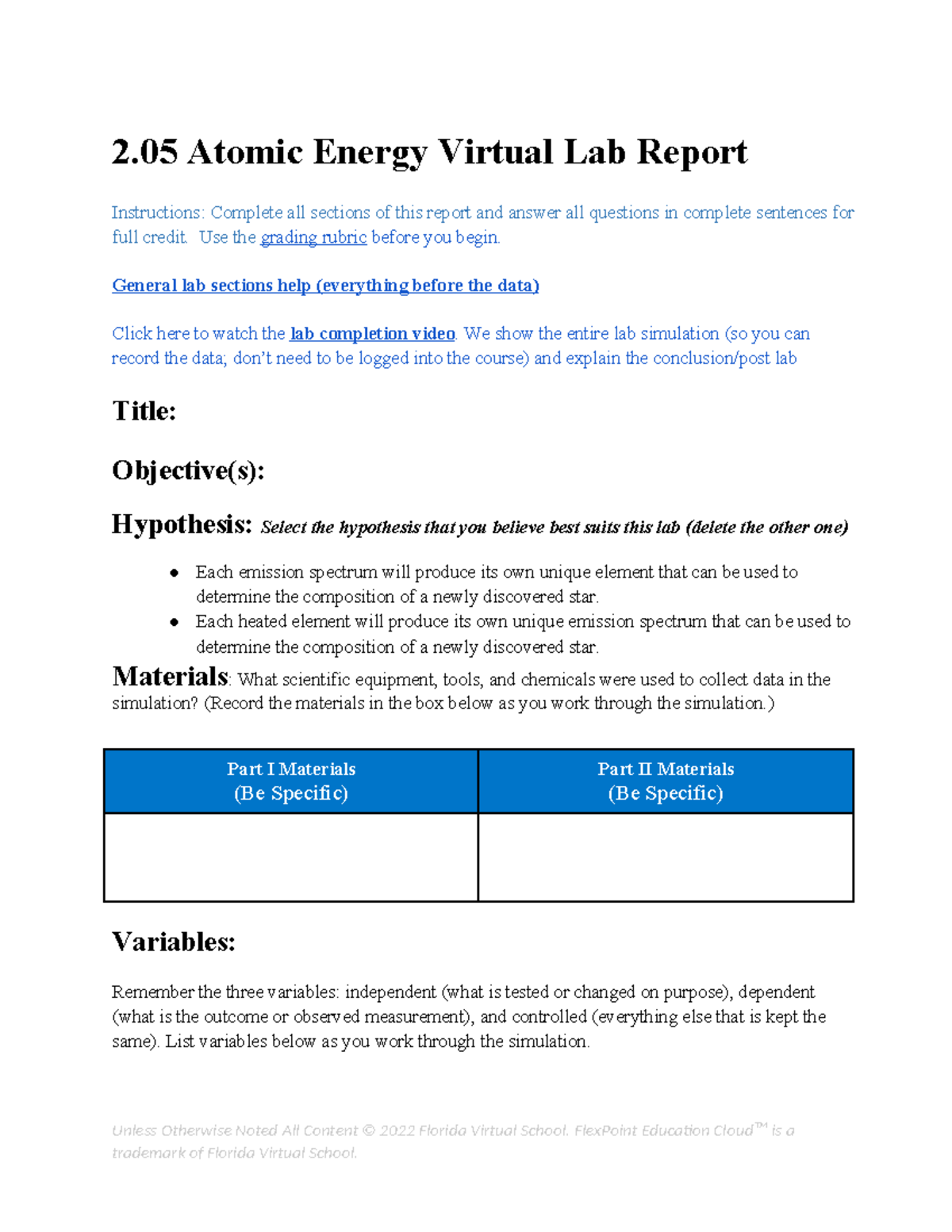 2.05 - Atomic Energy Lab Report - 2 Atomic Energy Virtual Lab Report ...