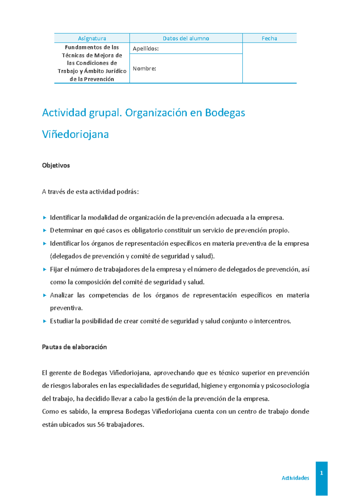 Msig001 Actividad Grupal: Organización de la Prevención en Bodegas ...