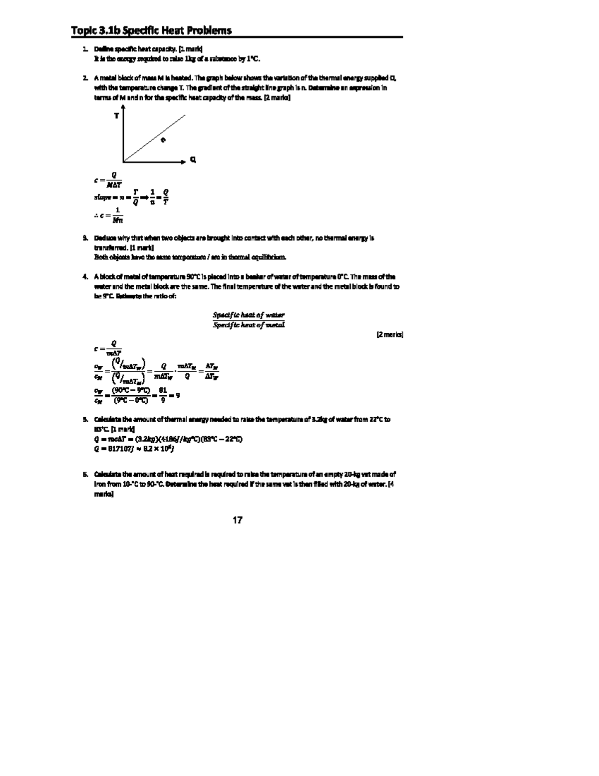 QP & MS: Specific Heat Capacity Problems Explained - Studocu