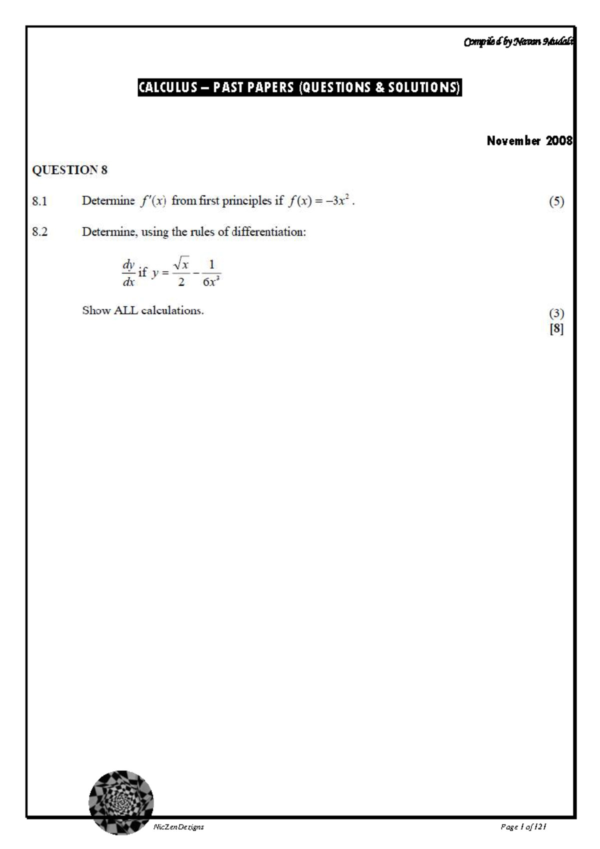 CALC 101: Past Exam Questions & Solutions Compilation - Studocu