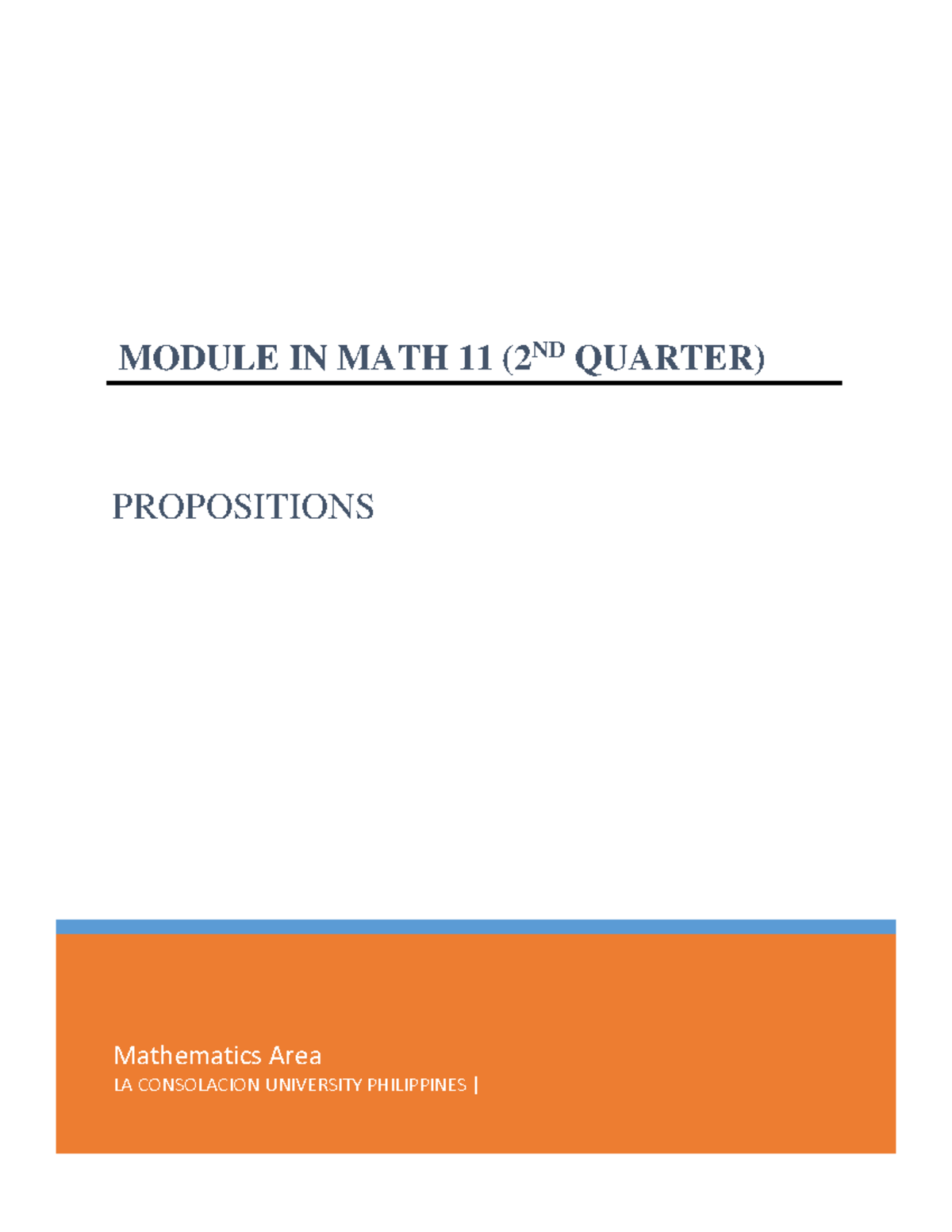 M11GM-IIG-3 Propositions Module for Math 11 (ND) Quarter - Studocu