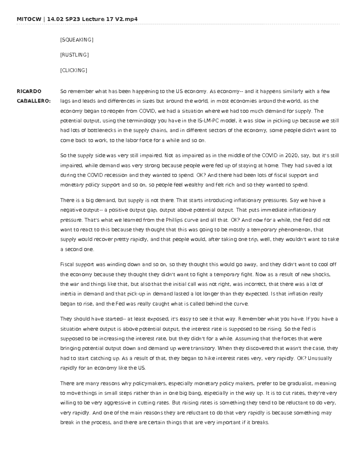 MITOCW 14.02 SP23 Lecture 17: US Economy Post-COVID Analysis - Studocu